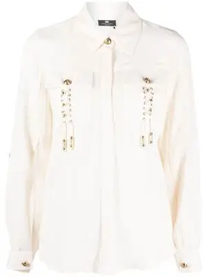 Elisabetta Franchi Criss-cross Detail Shirt - Neutrals