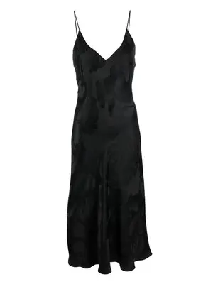 Carine Gilson Silk Jacquard-print Midi Slip Dress - Black