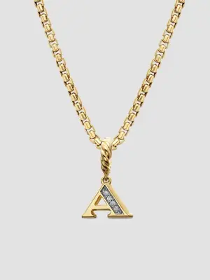 David Yurman Pavé Initial Pendant In 18k Yellow Gold Initial A