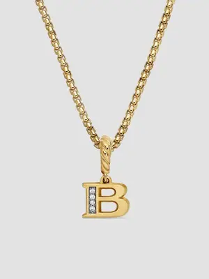 David Yurman Pavé Initial Pendant In 18k Yellow Gold Initial B