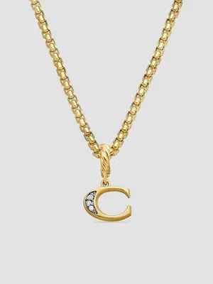 David Yurman Pavé Initial Pendant In 18k Yellow Gold Initial C