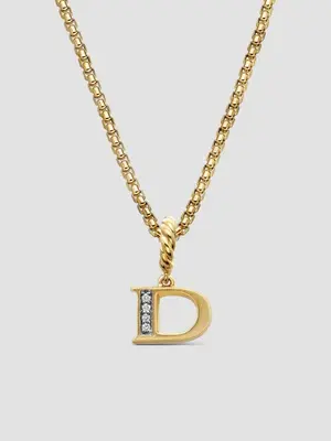 David Yurman Pavé Initial Pendant In 18k Yellow Gold Initial D