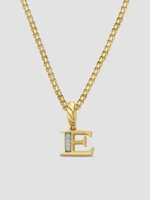 David Yurman Pavé Initial Pendant In 18k Yellow Gold Initial E