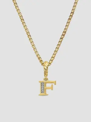 David Yurman Pavé Initial Pendant In 18k Yellow Gold Initial F