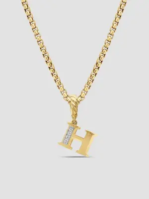 David Yurman Pavé Initial Pendant In 18k Yellow Gold Initial H