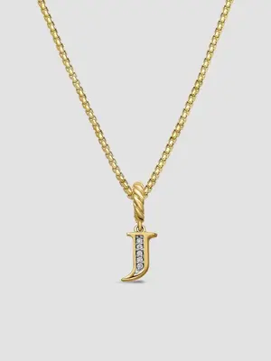 David Yurman Pavé Initial Pendant In 18k Yellow Gold Initial J