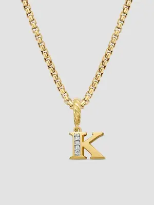 David Yurman Pavé Initial Pendant In 18k Yellow Gold Initial K