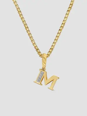 David Yurman Pavé Initial Pendant In 18k Yellow Gold Initial M