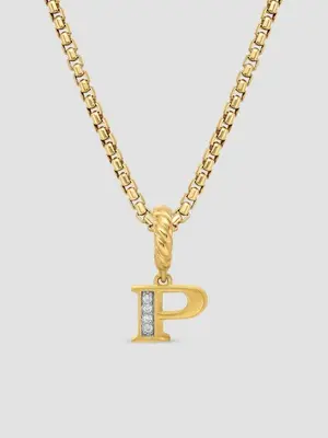 David Yurman Pavé Initial Pendant In 18k Yellow Gold Initial P