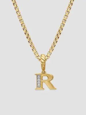 David Yurman Pavé Initial Pendant In 18k Yellow Gold Initial R