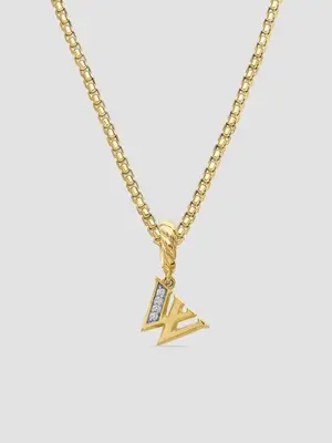 David Yurman Pavé Initial Pendant In 18k Yellow Gold Initial W