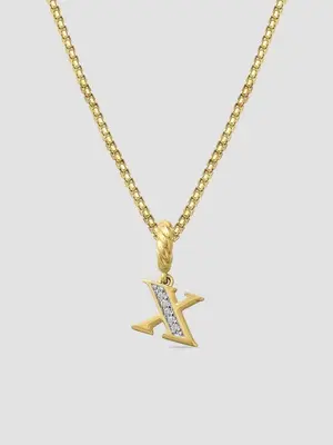 David Yurman Pavé Initial Pendant In 18k Yellow Gold Initial X