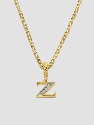 David Yurman Pavé Initial Pendant In 18k Yellow Gold - Initial Z