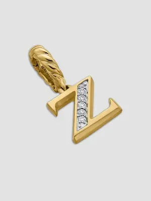 David Yurman Pavé Initial Pendant In 18k Yellow Gold - Initial Z