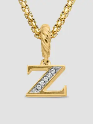 David Yurman Pavé Initial Pendant In 18k Yellow Gold - Initial Z