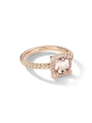 David Yurman Petite Chatelaine Pavé Bezel Ring In 18k Rose Gold Morganite