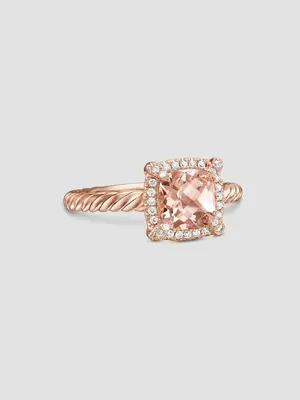 David Yurman Petite Chatelaine Pavé Bezel Ring In 18k Rose Gold Morganite