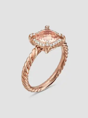 David Yurman Petite Chatelaine Pavé Bezel Ring In 18k Rose Gold - Morganite