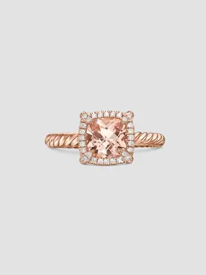 David Yurman Petite Chatelaine Pavé Bezel Ring In 18k Rose Gold - Morganite