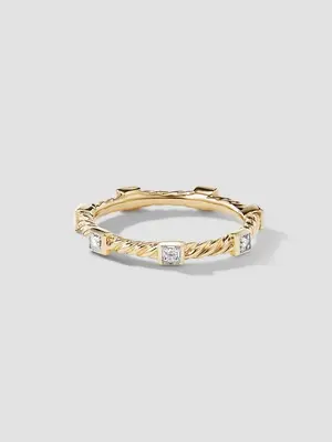 David Yurman Cable Collectibles Stations Stack Ring In 18k Yellow - Gold