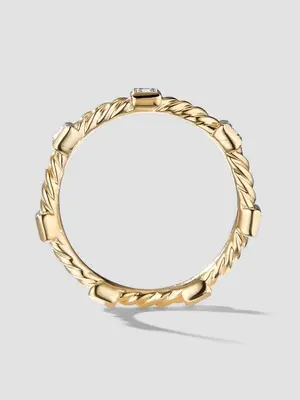 David Yurman Cable Collectibles Stations Stack Ring In 18k Yellow - Gold