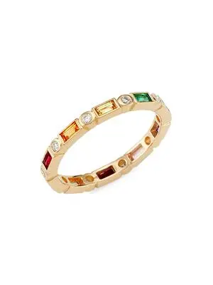 SYDNEY EVAN 14k Yellow Gold & Multi-gemstone Eternity Band - Rainbow