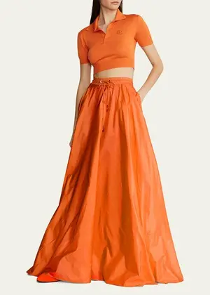 Ralph Lauren Emilien Silk Taffeta Skirt - Poporange