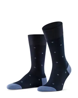Falke Mercerized Cotton & Nylon Dot Dress Socks - Dark Navy
