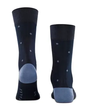 Falke Mercerized Cotton & Nylon Dot Dress Socks - Dark Navy
