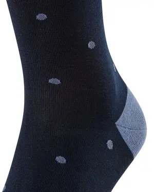 Falke Mercerized Cotton & Nylon Dot Dress Socks - Dark Navy
