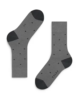 Falke Mercerized Cotton Blend Dot Dress Socks - Steel Melange