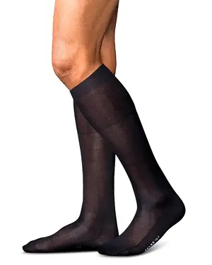 Falke No. 4 Silk & Nylon Knee High Dress Socks - Dark Navy