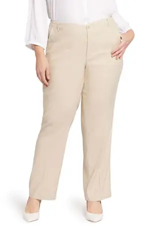 NYDJ Marilyn Straight Leg Linen Blend Trousers - Feather
