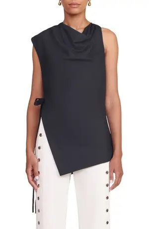 Staud Sawyer Asymmetric Cowl Neck Top