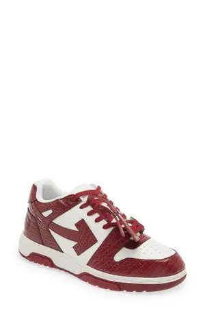 Off-White Out Of Office Croc Embossed Sneaker White Burgundy