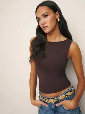 REFORMATION Dusk Knit Top - Brown