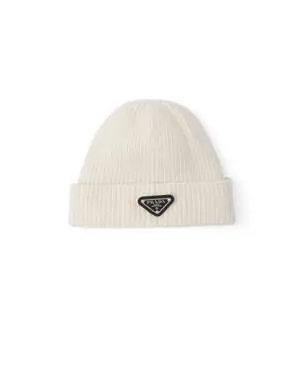 Prada Wool And Cashmere Beanie White