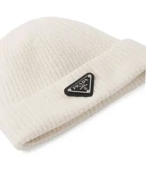 Prada Wool And Cashmere Beanie - White | Editorialist