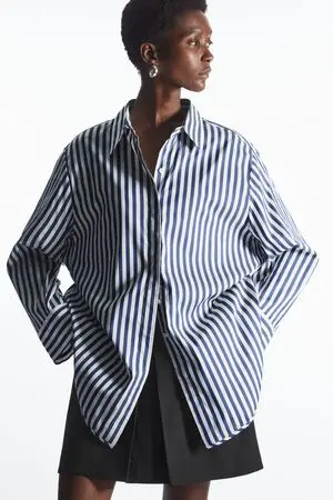 Cos Oversized Waisted Striped Shirt