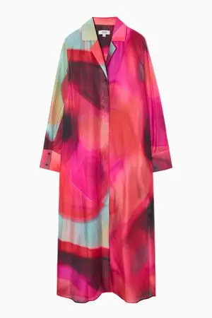 Cos Printed Maxi Shirt Dress
