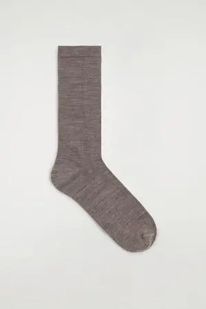 Cos Ribbed Wool Blend Socks - Beige