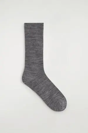 Cos Ribbed Wool-blend Socks - Gray