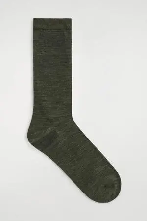 Cos Ribbed Wool-blend Socks - Green