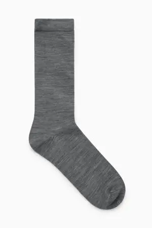 Cos Ribbed Wool-Blend Socks Grey