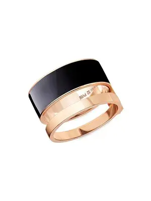 REPOSSI Berbere Chromatic 18k Rose Gold & Laquer Double-band Ring - Pink Gold