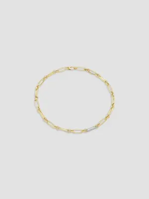 Roberto Coin Two-tone 18k & 0.38 Tcw Diamond Paper Clip Chain Necklace/18 - Gold