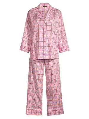 Natori Infinity Cotton Sateen Pajama Set Hibiscus