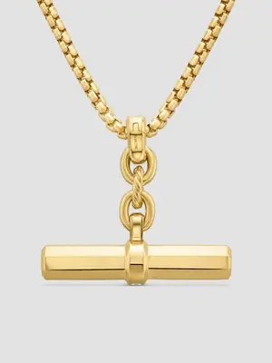 David Yurman Lexington E/w Barrel Pendant In 18k Yellow With Diamonds, 32mm