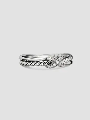 David Yurman Petite X Ring In Sterling Silver Diamond
