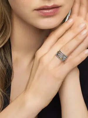 David Yurman Double X Crossover Ring In Sterling - Silver